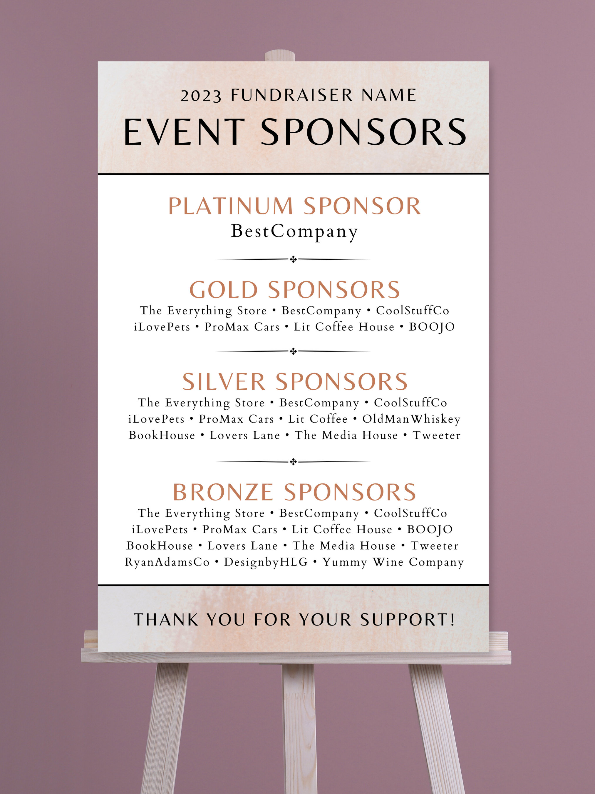 Fundraiser Sponsor Signage Template, Editable Canva Template, 24x36 ...