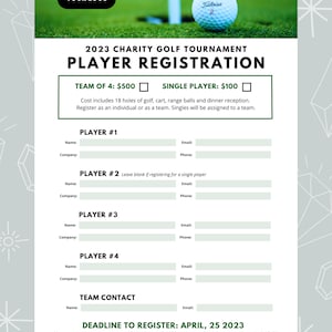 Golf Tournament Player Registration Form, Canva Templates, Editable ...