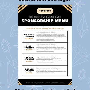 CUSTOM Event Sponsorship Template Personalized Sponsor Form - Etsy