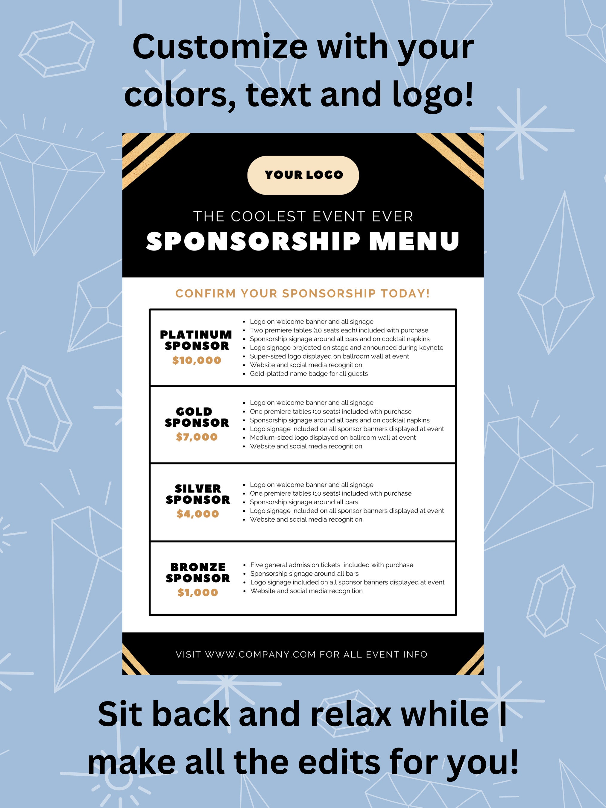 CUSTOM Event Sponsorship Template Personalized Sponsor Form - Etsy