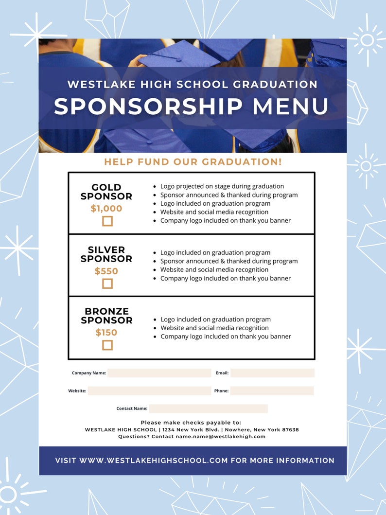 Graduation Sponsorship Template, Canva Templates, Editable School ...