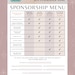 Fundraiser Sponsorship Menu Template, Canva Templates, Editable Event ...