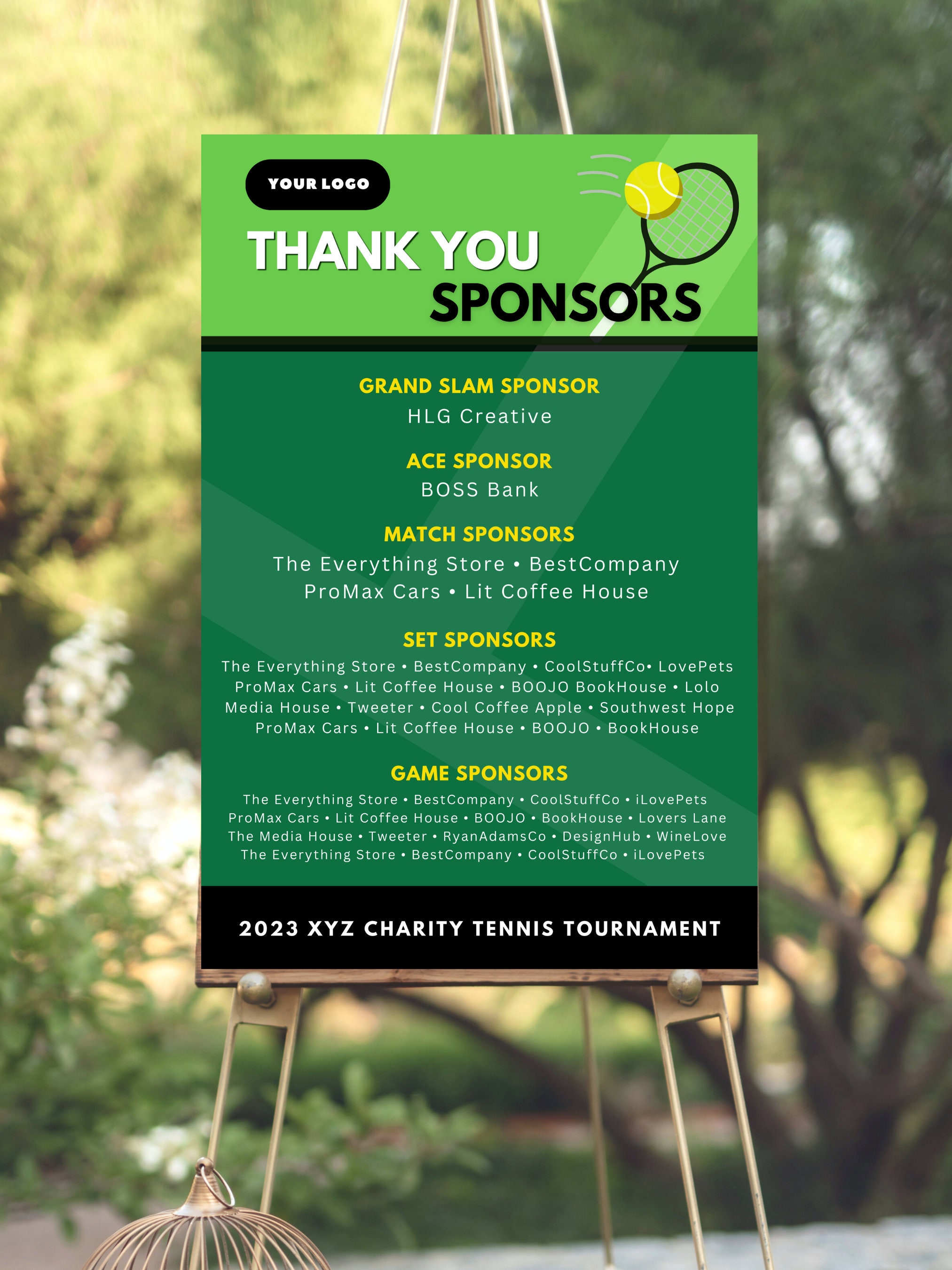 Tennis Sponsor Sign, Editable Canva Template, Event Sponsorship Signage ...