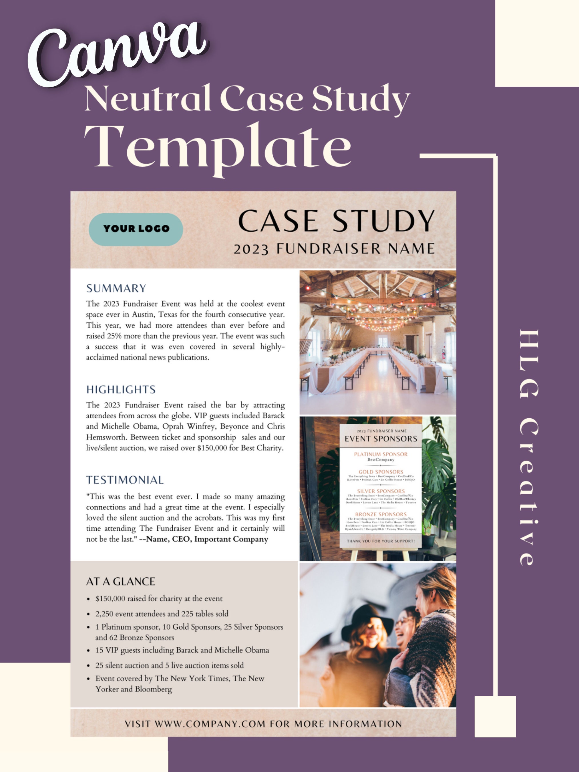 Case Study Template, Canva Templates, Event Recap One-pager, Fundraiser ...