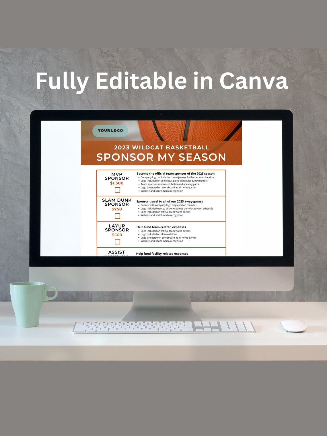 Basketball Sponsor My Season Template, Canva Templates, Editable ...