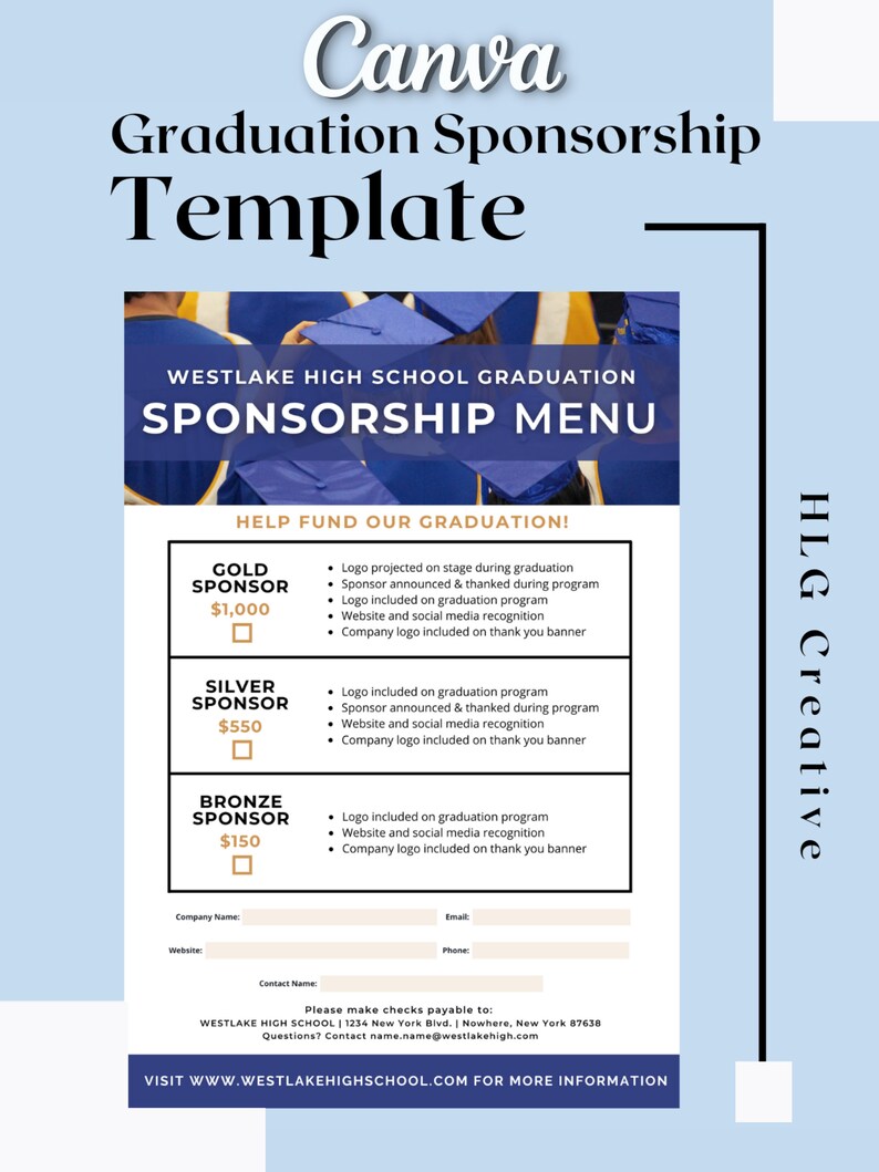 Graduation Sponsorship Template, Canva Templates, Editable School ...