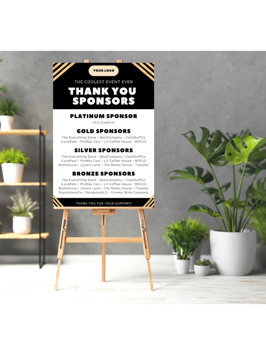 Event Sponsor Signage, Editable Canva Template, 24x36 Sign, Digital ...