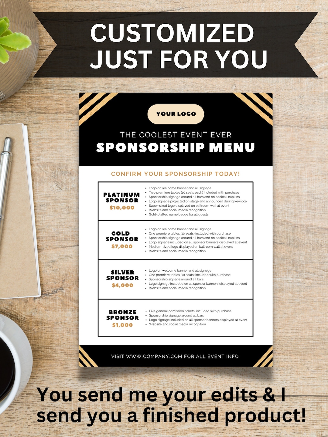 CUSTOM Event Sponsorship Template Personalized Sponsor Form - Etsy