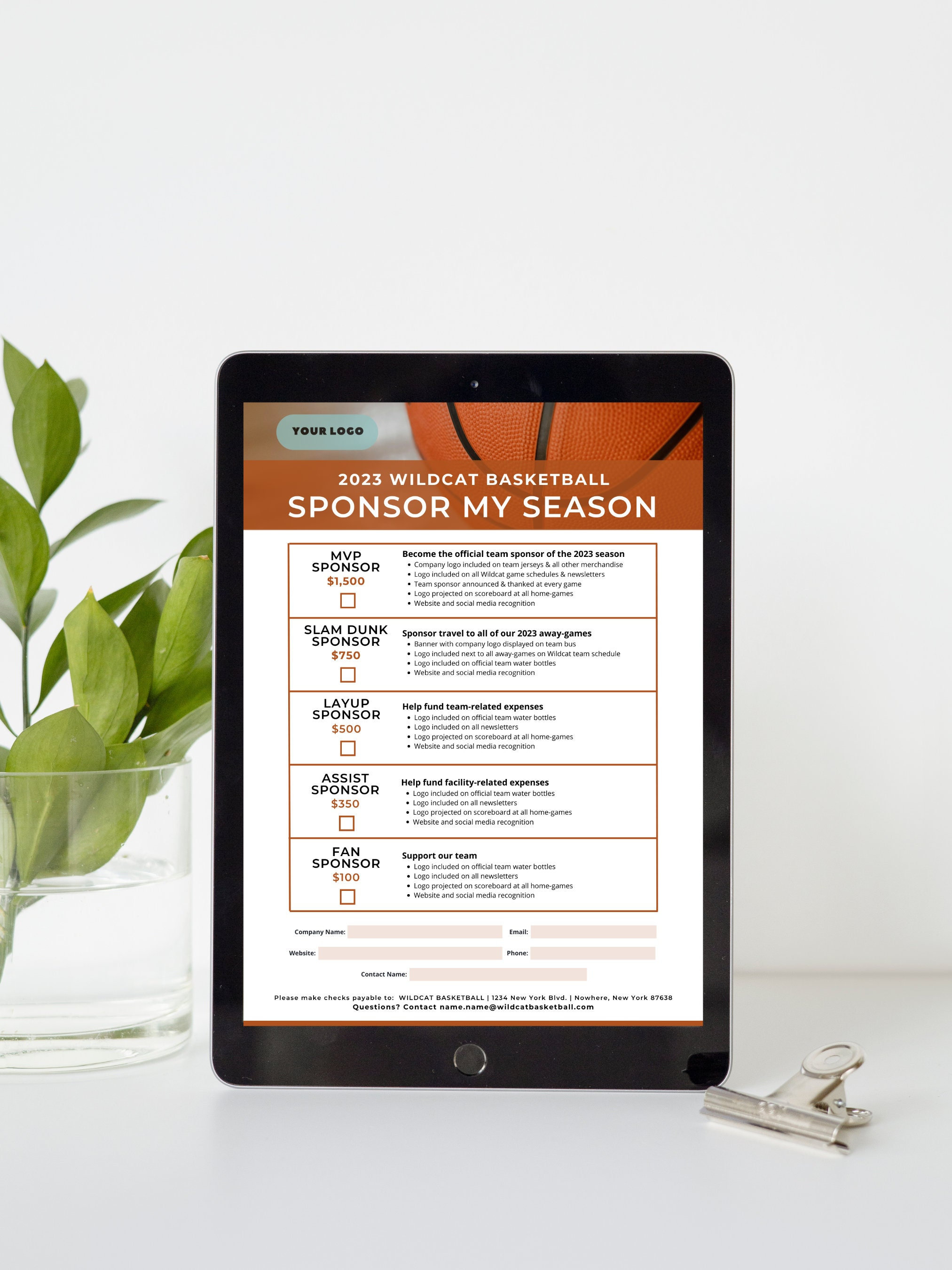 Basketball Sponsor My Season Template, Canva Templates, Editable ...