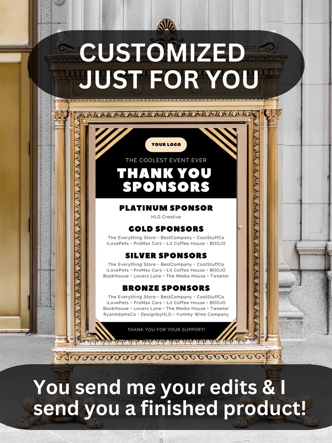 CUSTOM Event Sponsor Signage, Personalized Sponsorship Sign Template ...