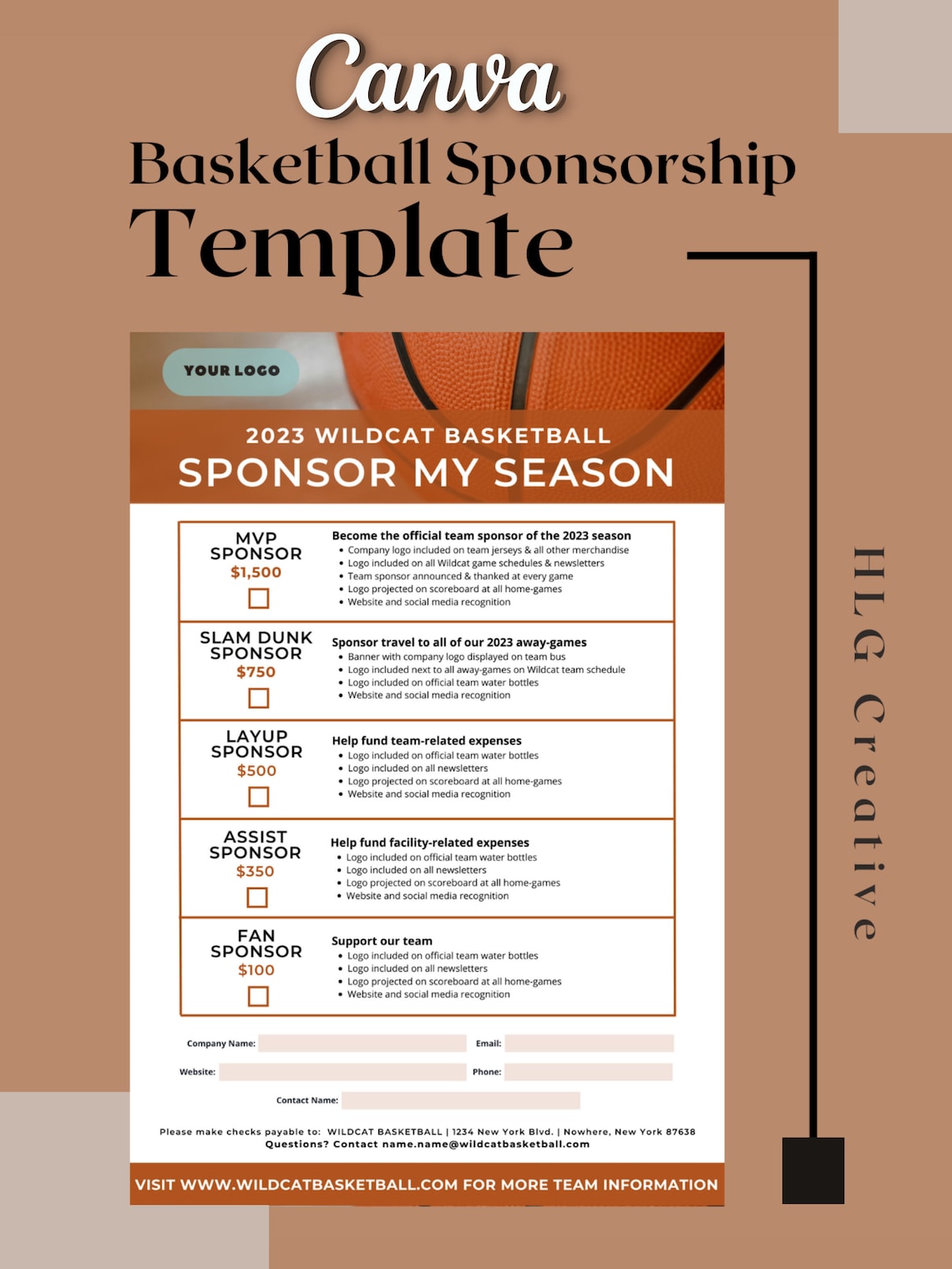 Basketball Sponsor My Season Template, Canva Templates, Editable ...