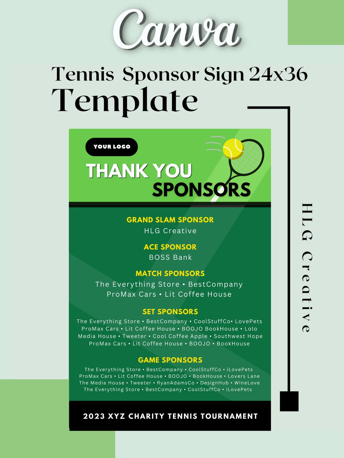 Tennis Sponsor Sign, Editable Canva Template, Event Sponsorship Signage ...