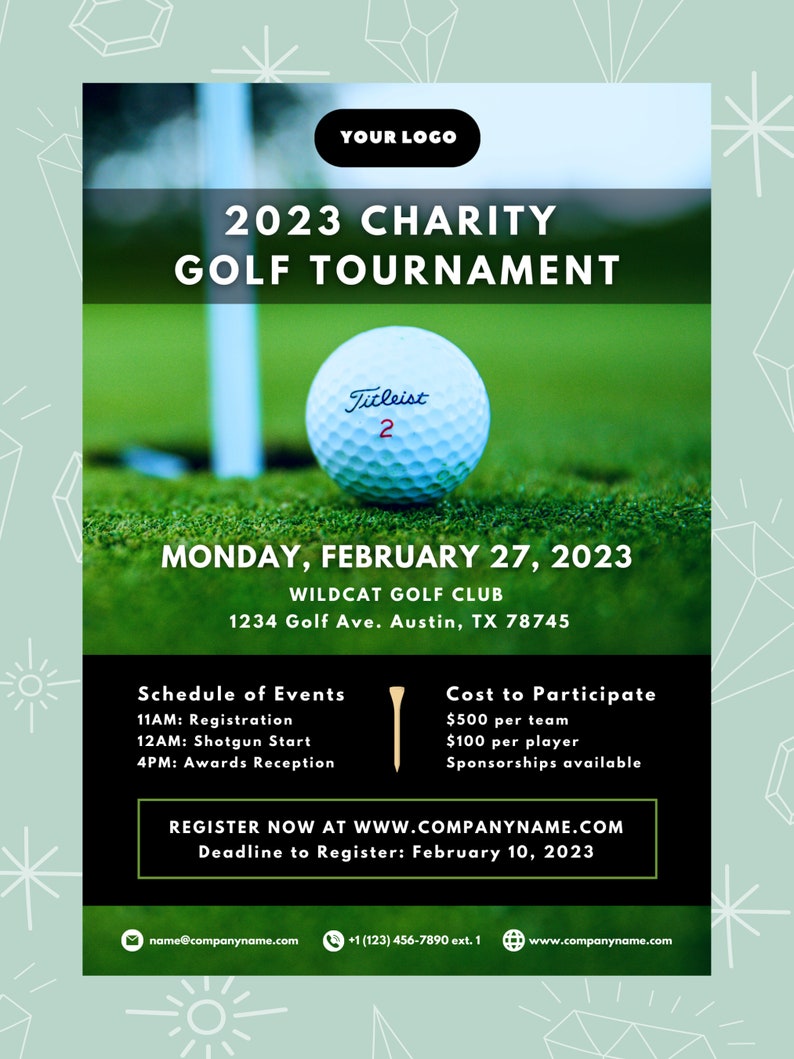 Golf Event Flyer, Canva Templates, Editable Fundraiser Flyer - Etsy