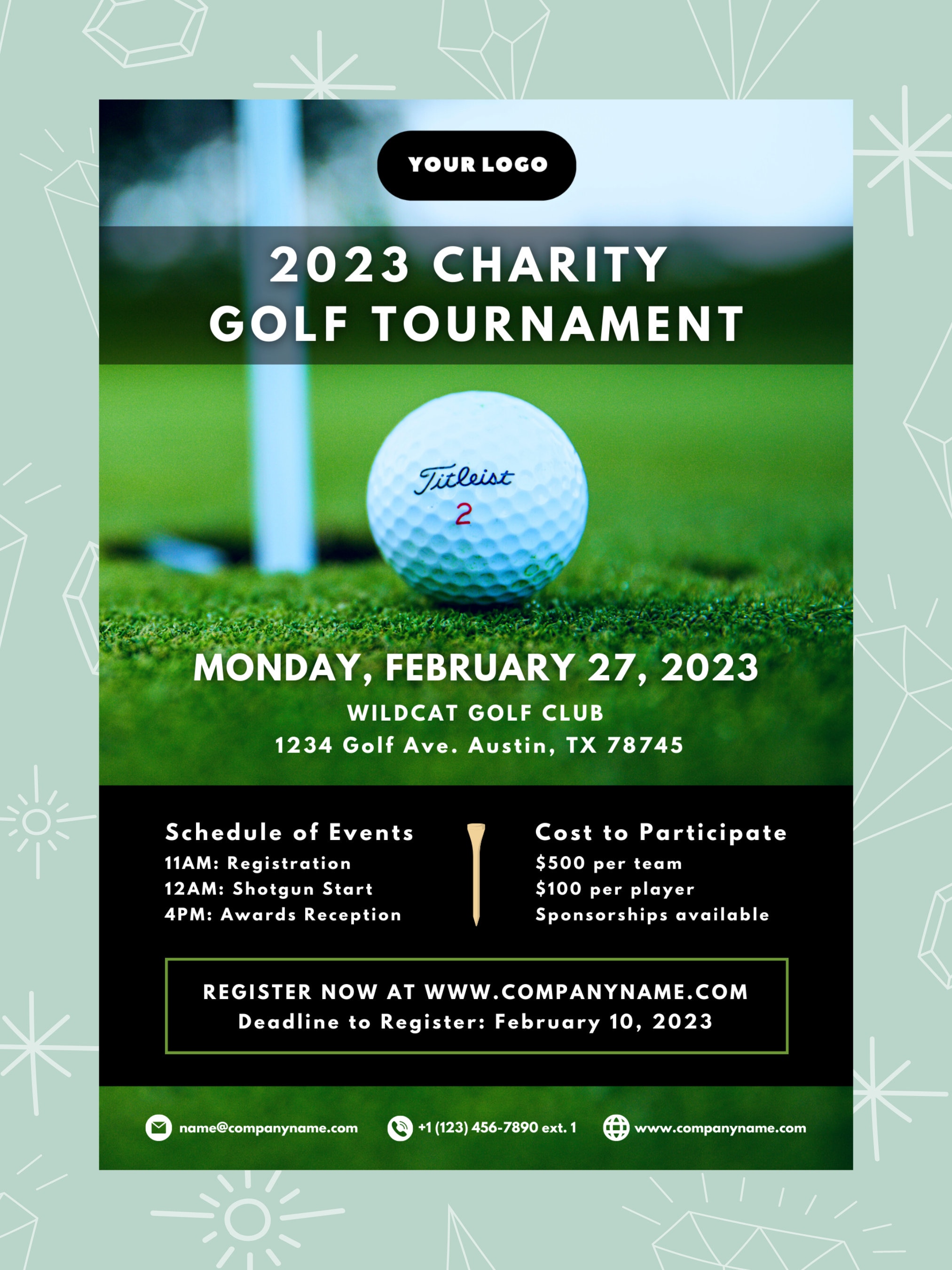 Golf Event Flyer, Canva Templates, Editable Fundraiser Flyer - Etsy