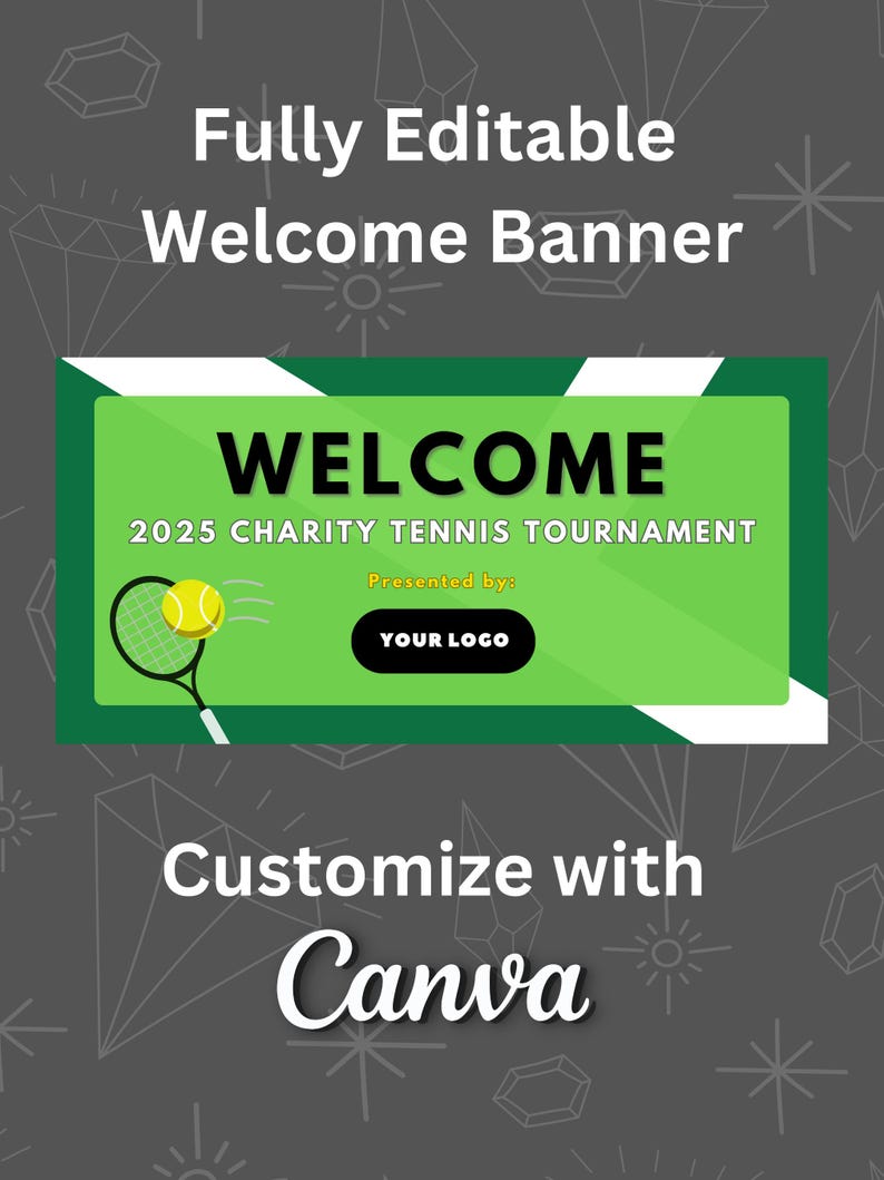 Sports Event Welcome Banner, Tennis Tournament Signage, Canva Templates ...