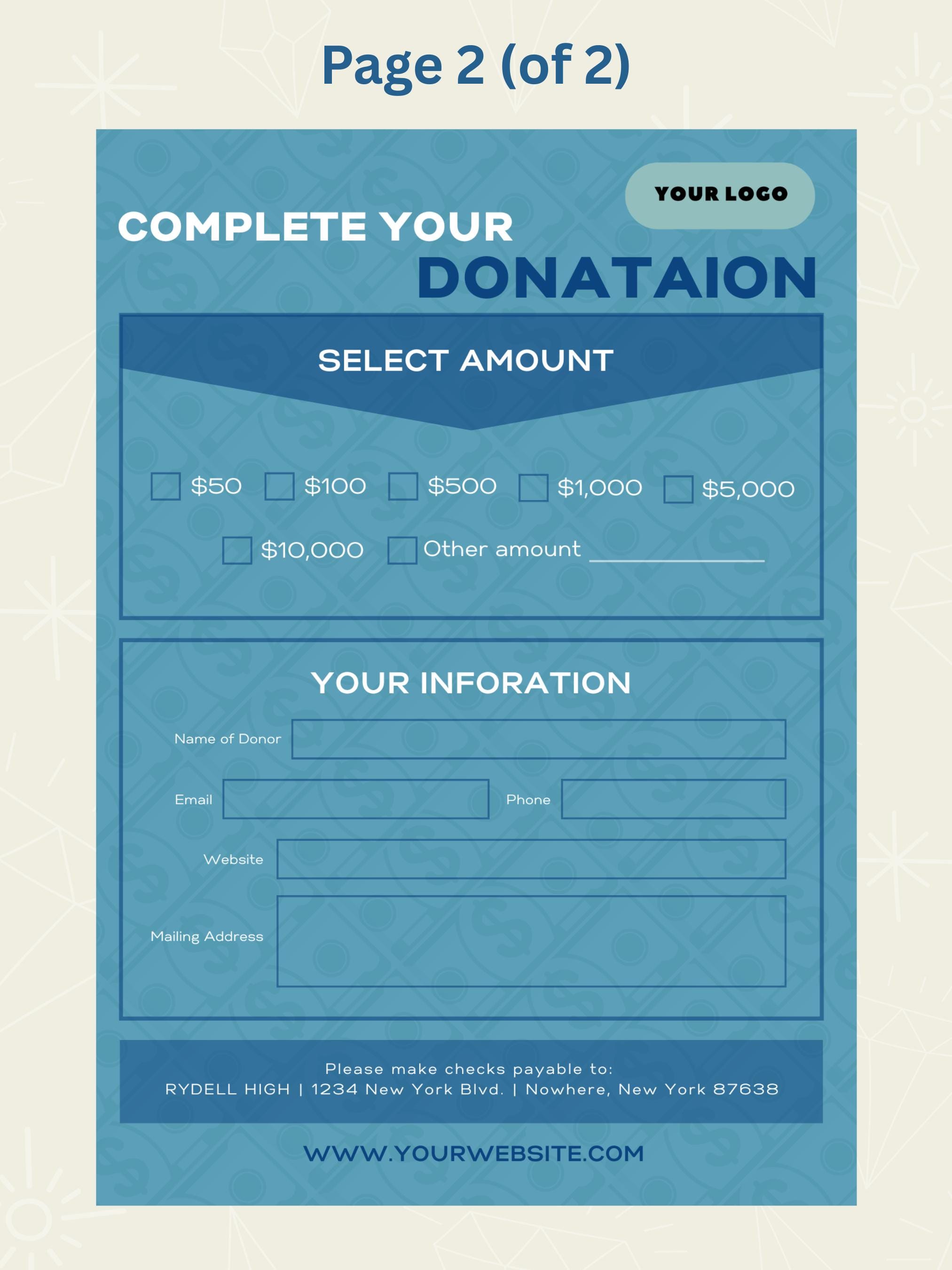Donation Request Template + Donor Form, Digital Download, Canva ...