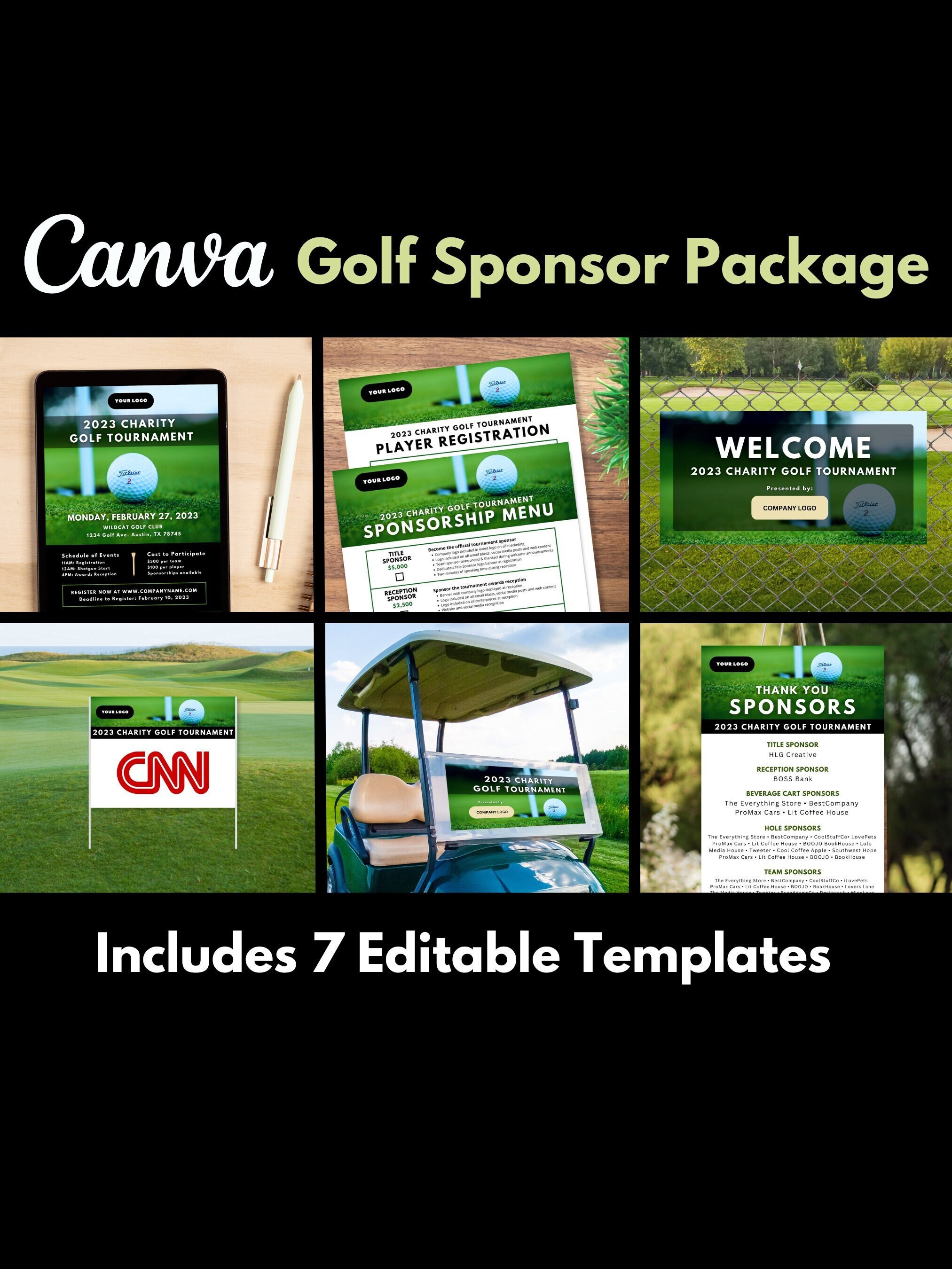 Bundle: Golf Event Sponsor Package, Canva Templates, Event Flyer ...