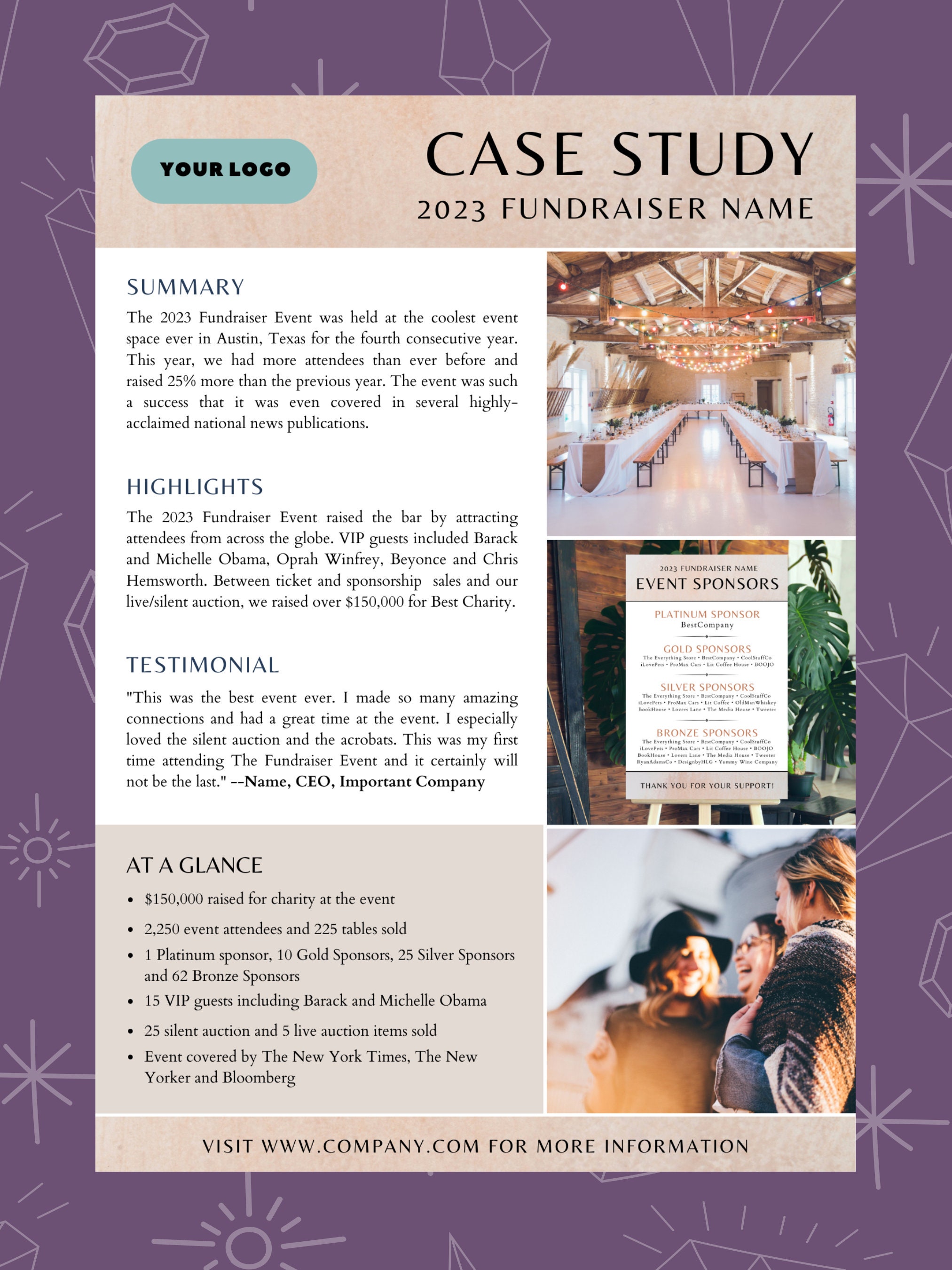 Case Study Template, Canva Templates, Event Recap One-pager, Fundraiser ...