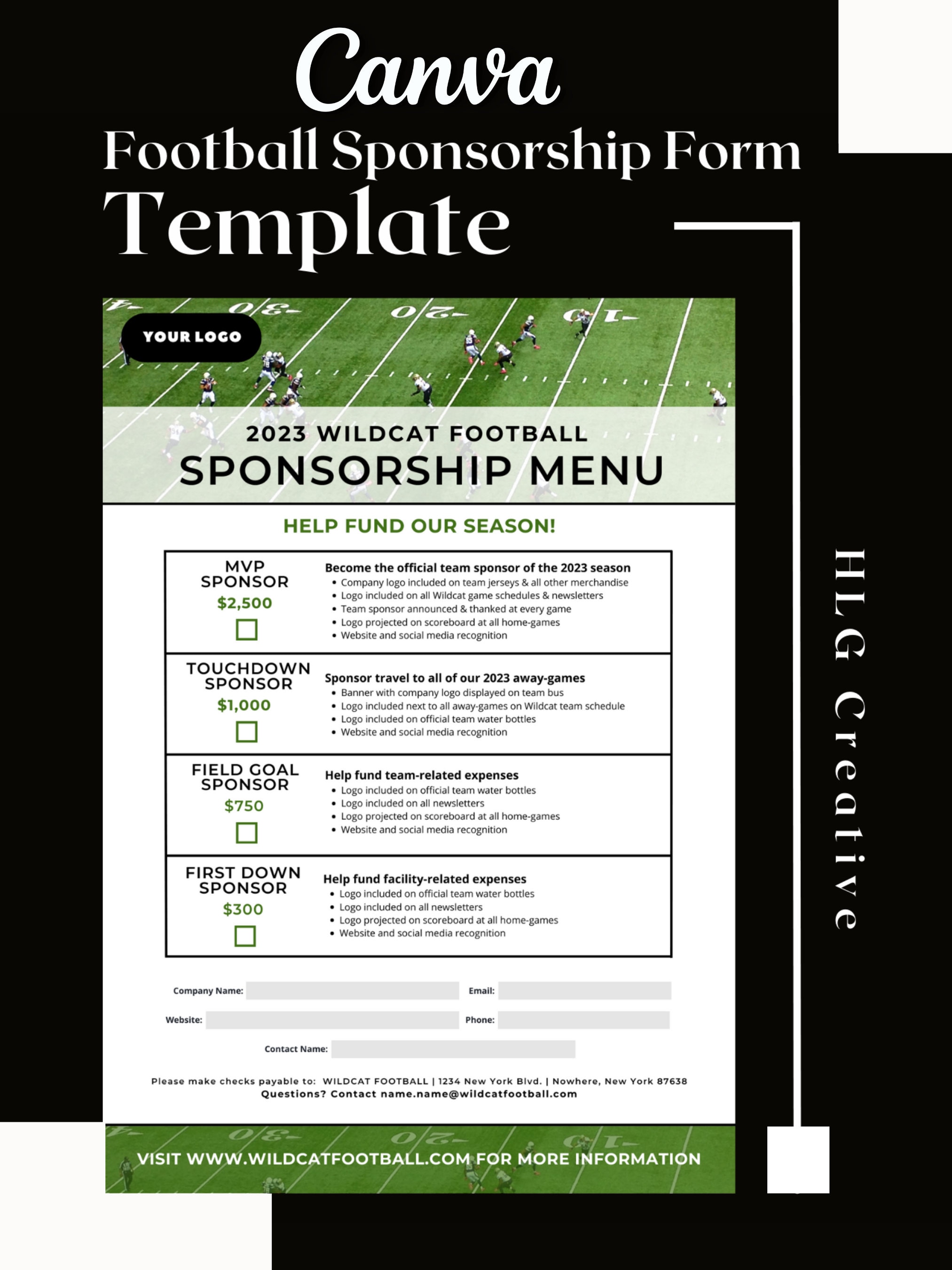 Football Sponsorship Form, Canva Templates, Sponsor My Season, Sports ...