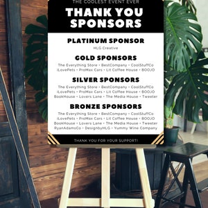 Event Sponsor Signage, Editable Canva Template, 24x36 Sign, Digital ...