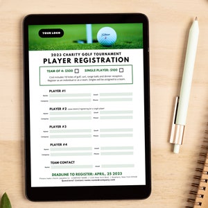 Golf Tournament Player Registration Form, Canva Templates, Editable ...