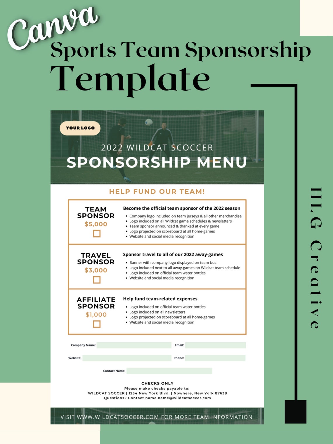Sports Team Sponsorship Menu Template, Canva Templates, Fillable ...