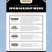 Event Sponsorship Menu Template, Canva Templates, Editable Sponsor Form ...