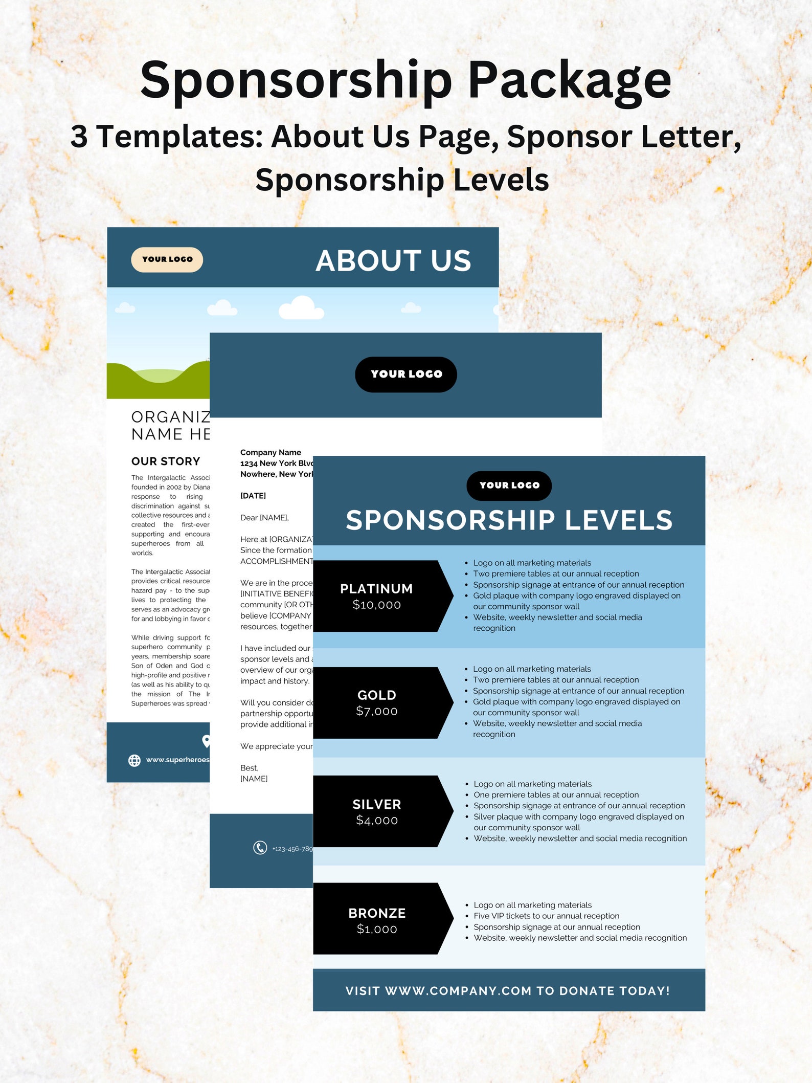 Bundle: Nonprofit Fundraising Package, Canva Templates, Sponsorship ...