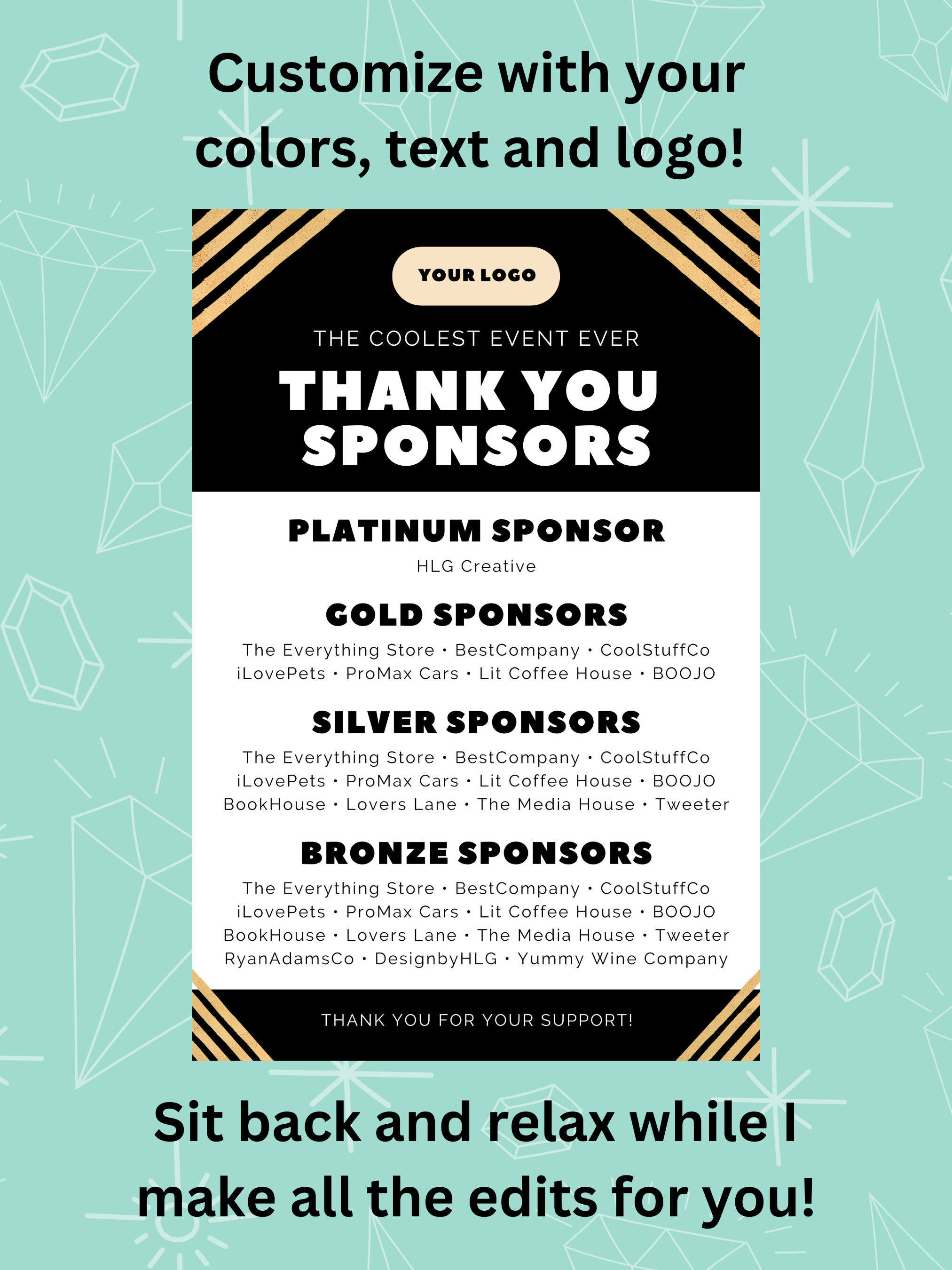 CUSTOM Event Sponsor Signage, Personalized Sponsorship Sign Template ...