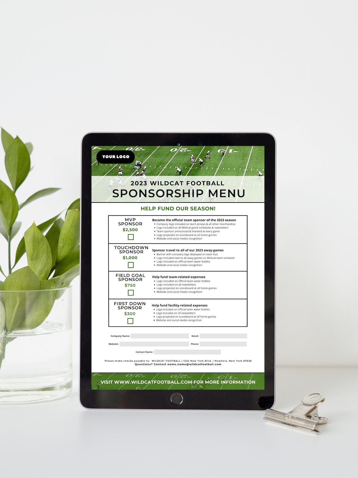Football Sponsorship Form, Canva Templates, Sponsor My Season, Sports ...