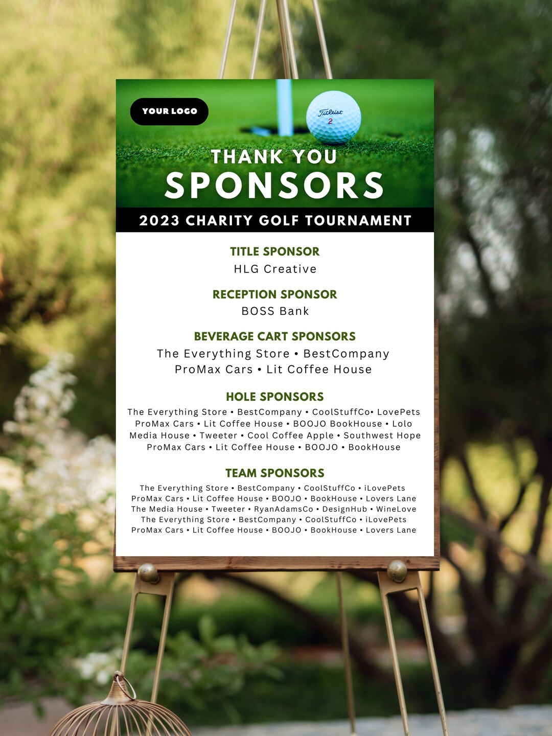 Golf Event Sponsor Sign, Editable Canva Template, Sponsorship Signage ...