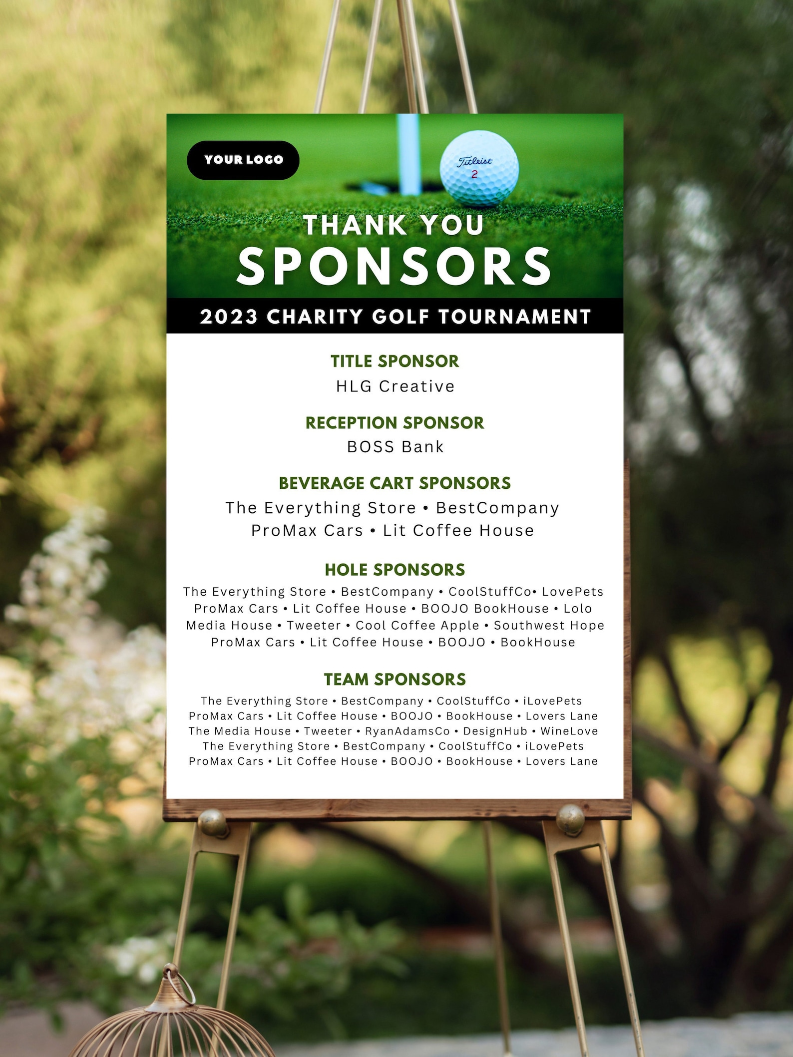Golf Event Sponsor Sign, Editable Canva Template, Sponsorship Signage ...