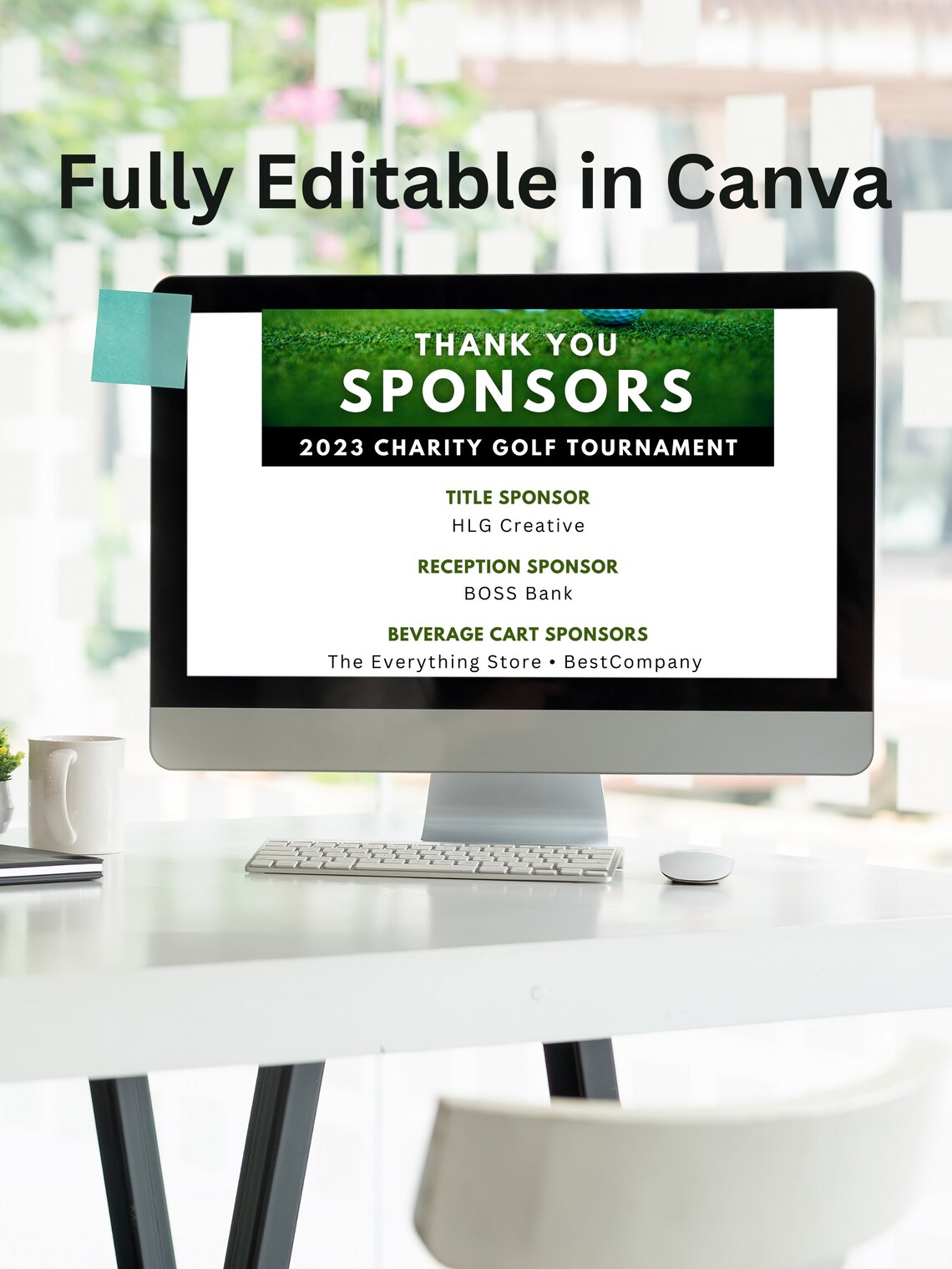 Golf Event Sponsor Sign, Editable Canva Template, Sponsorship Signage ...