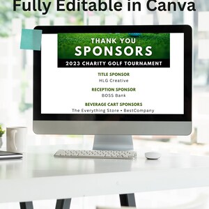 Golf Event Sponsor Sign, Editable Canva Template, Sponsorship Signage ...