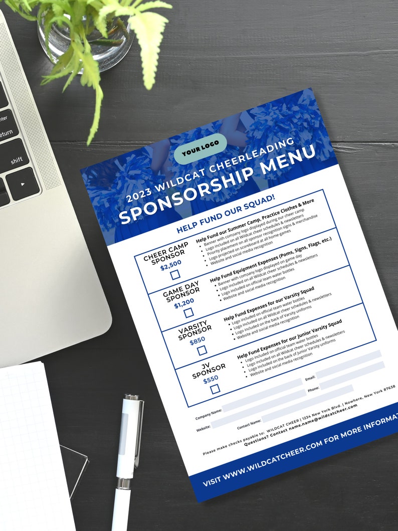 Cheerleading Sponsorship Template, Canva Templates, Editable Sponsor ...