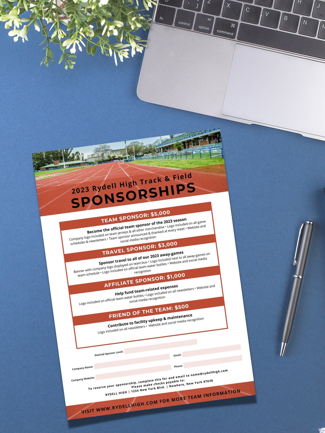 Track & Field Sponsor Form, Canva Templates, Editable Sponsorship ...