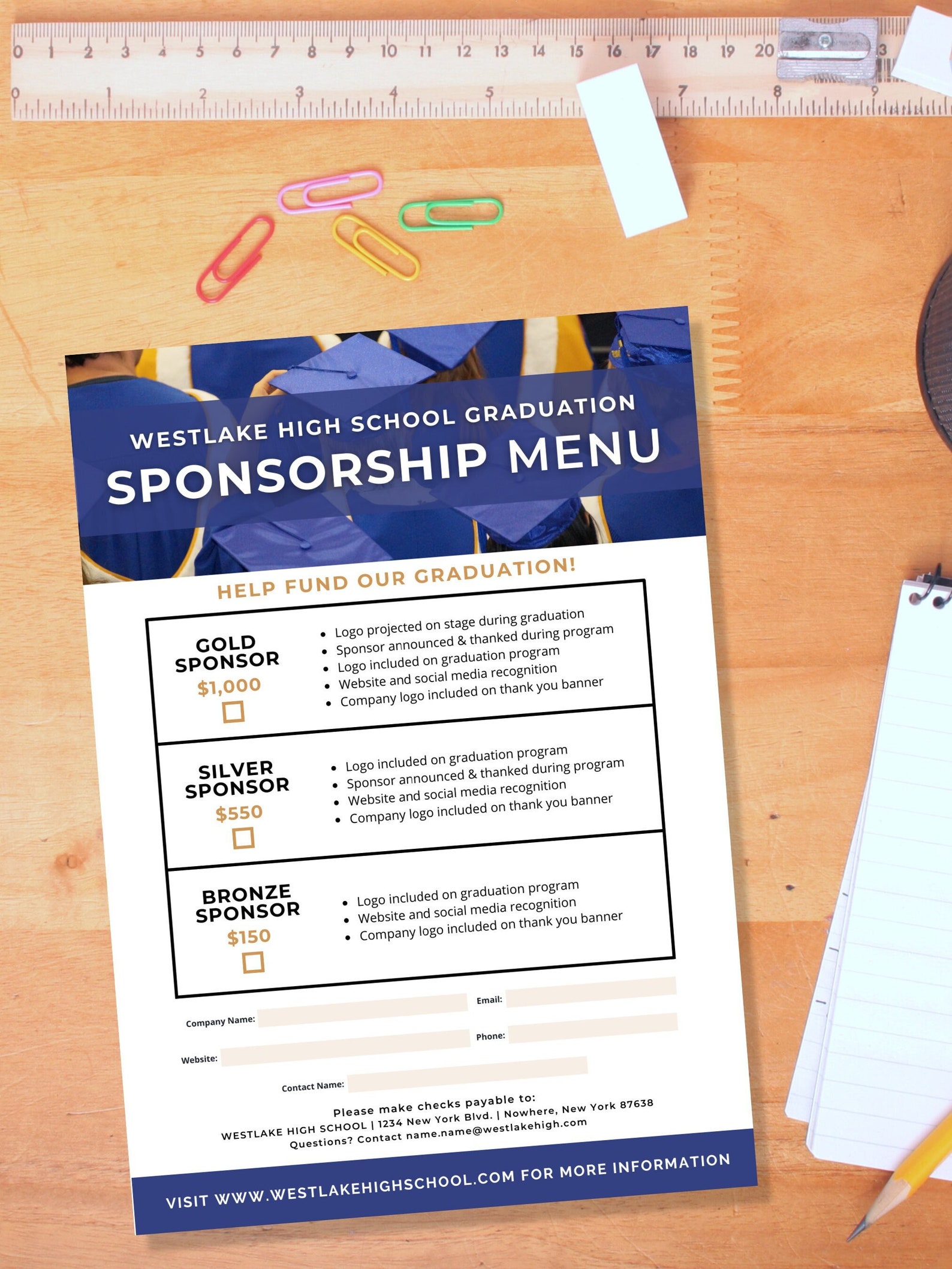 Graduation Sponsorship Template, Canva Templates, Editable School ...