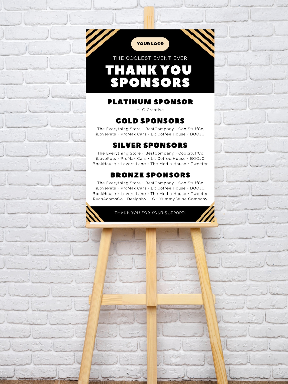 Event Sponsor Signage, Editable Canva Template, 24x36 Sign, Digital ...