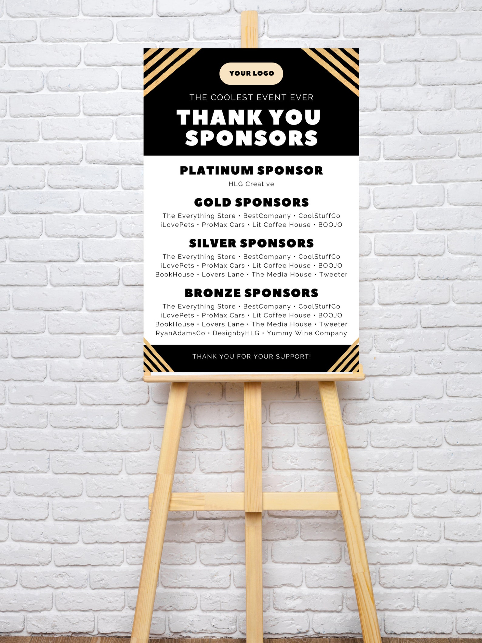 Event Sponsor Signage, Editable Canva Template, 24x36 Sign, Digital ...