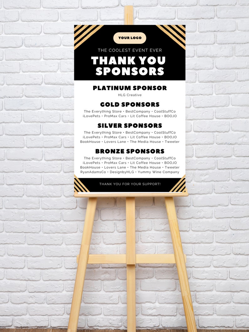 Event Sponsor Signage, Editable Canva Template, 24x36 Sign, Digital ...