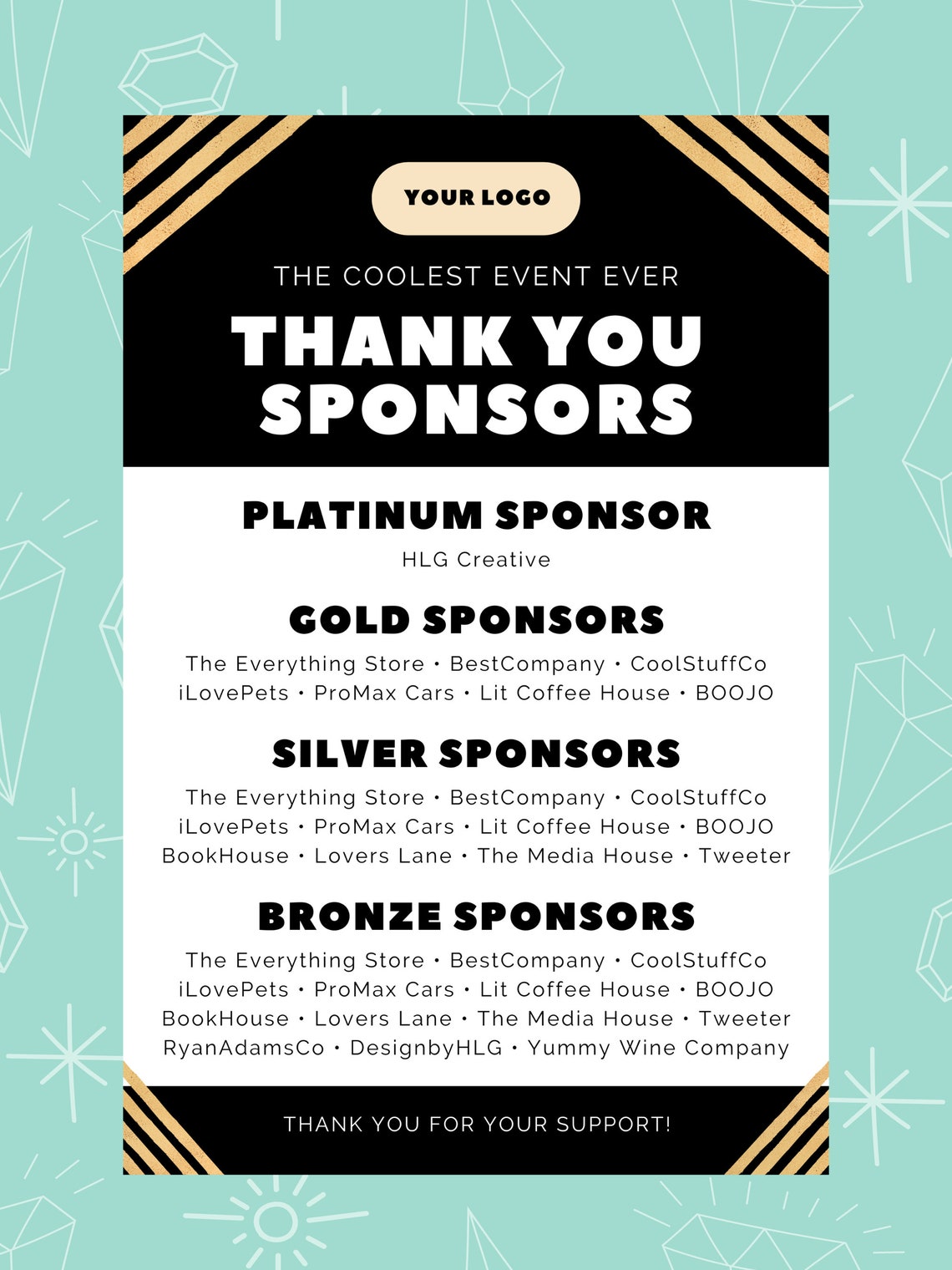 Event Sponsor Signage, Editable Canva Template, 24x36 Sign, Digital ...