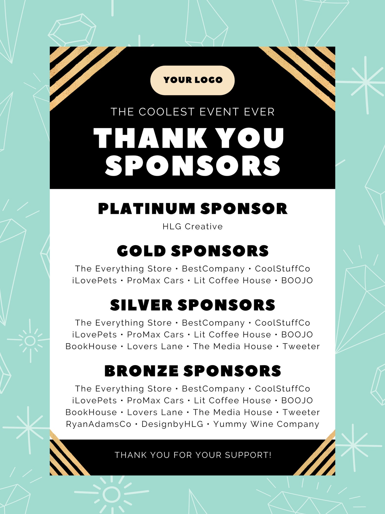 Event Sponsor Signage, Editable Canva Template, 24x36 Sign, Digital ...