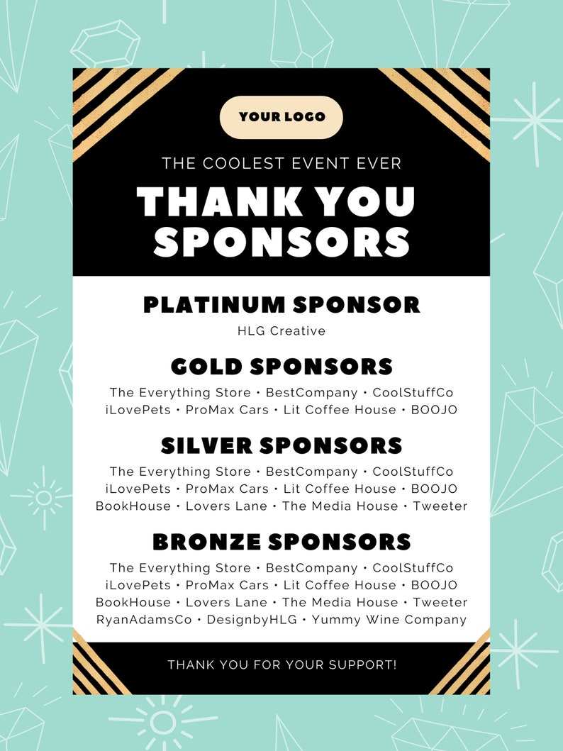 Event Sponsor Signage, Editable Canva Template, 24x36 Sign, Digital ...