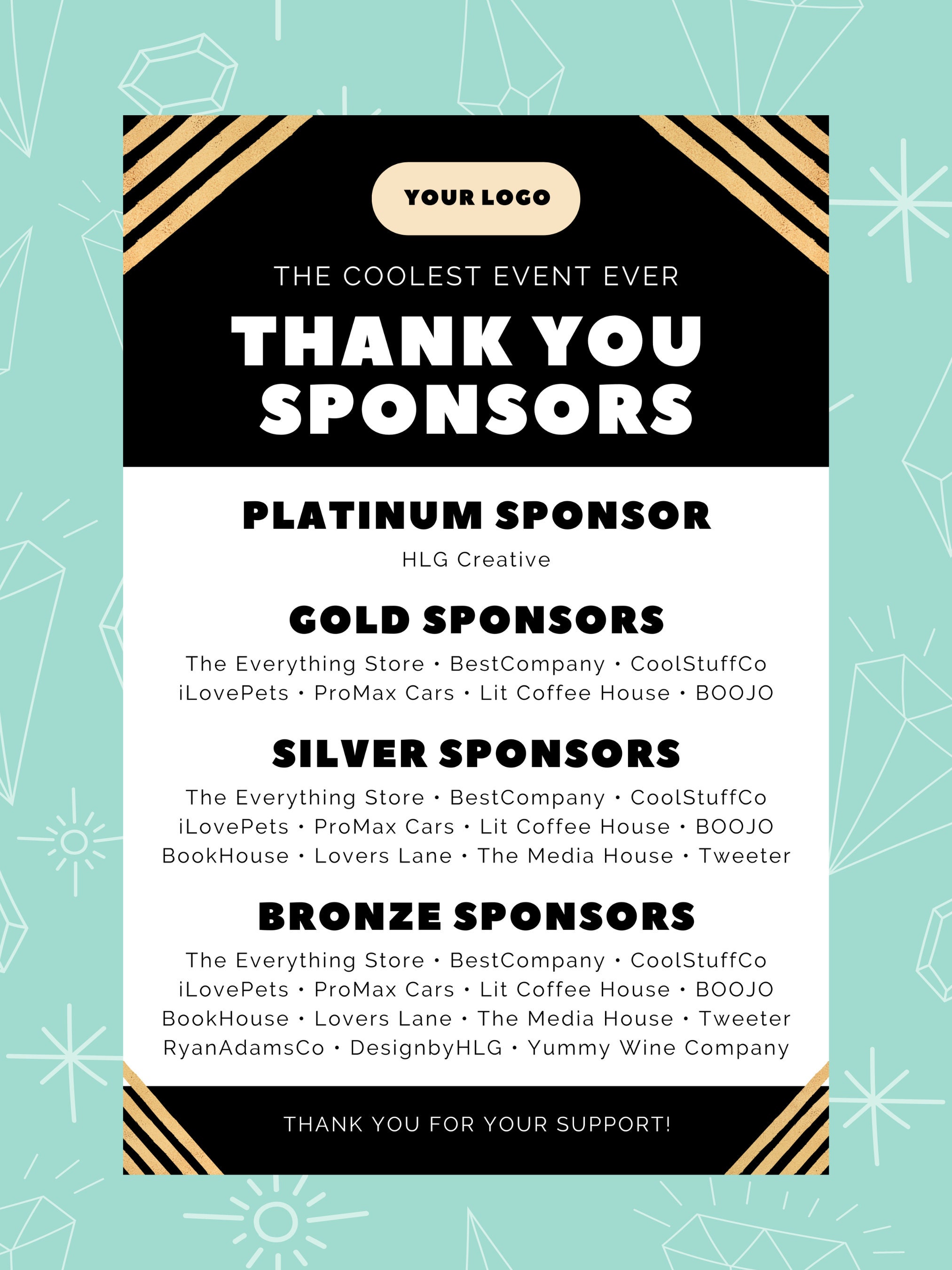 Event Sponsor Signage, Editable Canva Template, 24x36 Sign, Digital Download - Etsy