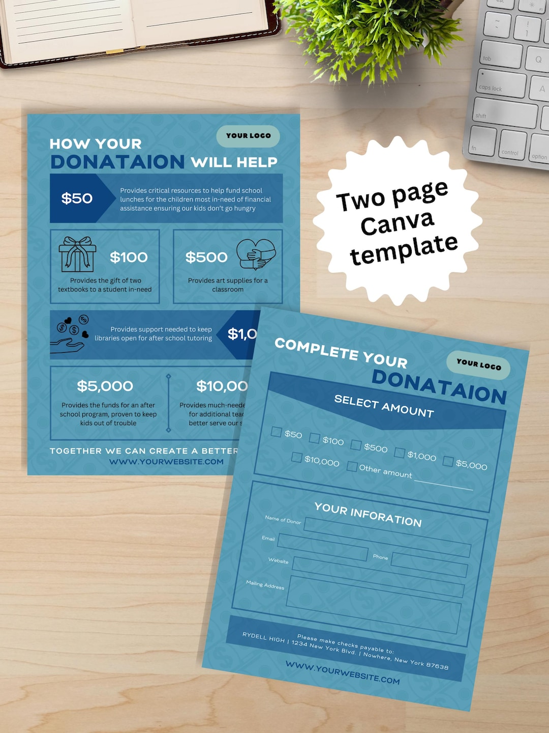 Donation Request Template + Donor Form, Digital Download, Canva ...