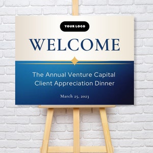 Corporate Event Welcome Sign, Canva Templates, Event Signage Template ...