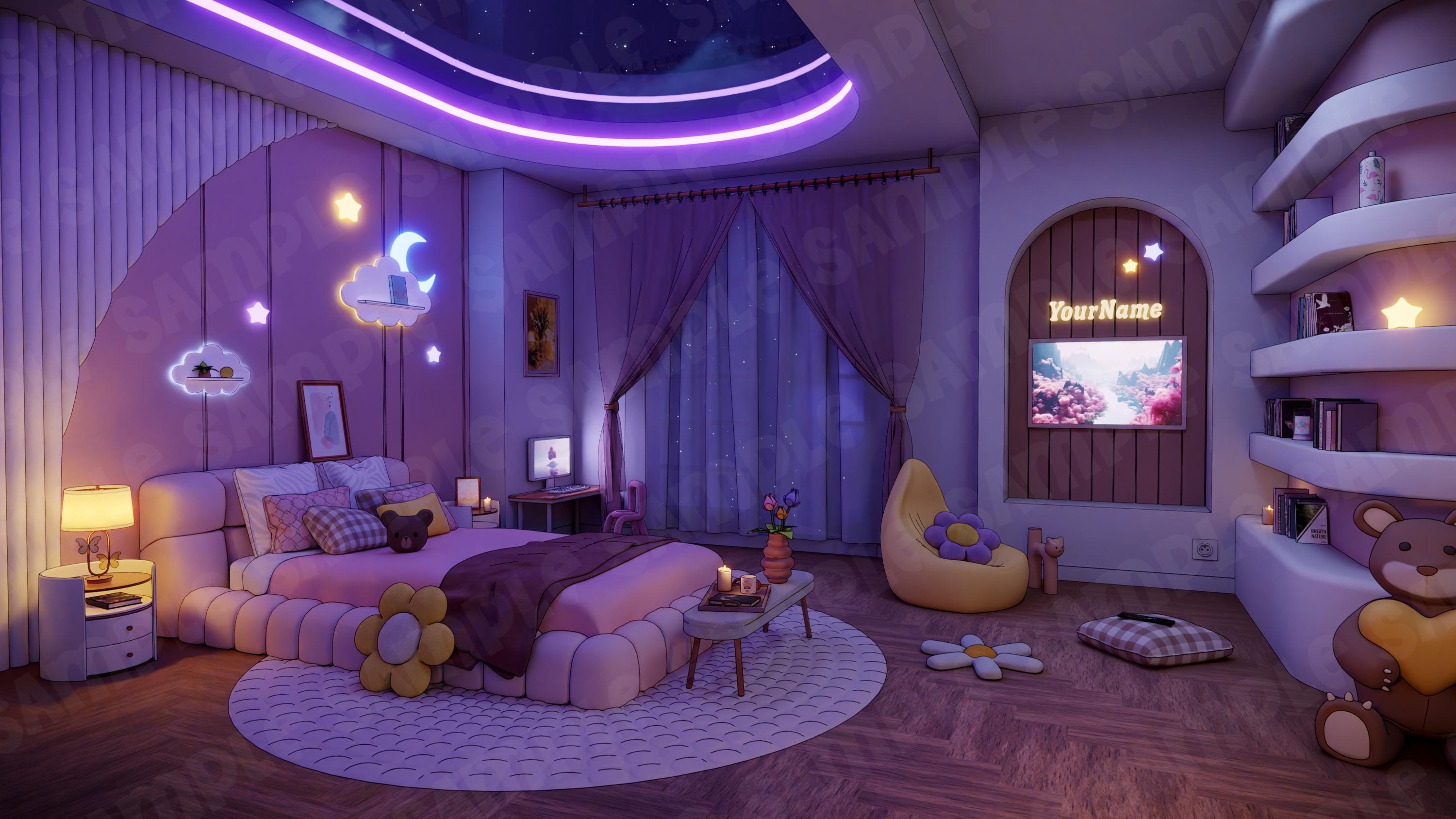 Twitch Background | Pink and Cute Bedroom for Streaming or Wallpaper ...