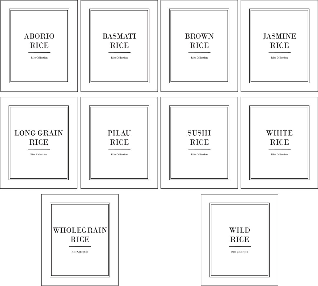 White Minimalist Rice Labels Wholegrain Basmati Pilau Home Storage Jar ...