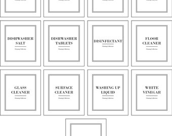 White Minimalist Laundry Labels Washing Powder Scent Boosters Home ...