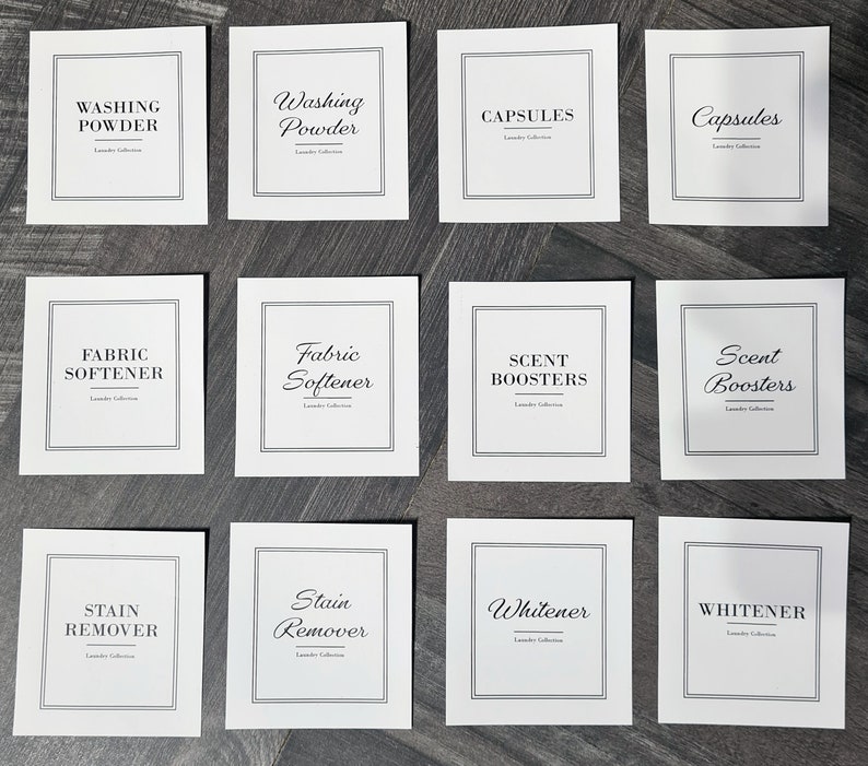White Minimalist Laundry Labels Washing Powder Scent Boosters - Etsy